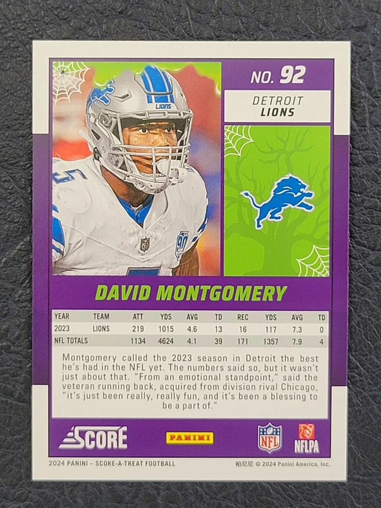 2024 Score A Treat Detroit Lions David Montgomery Pumpkins & Bats ...