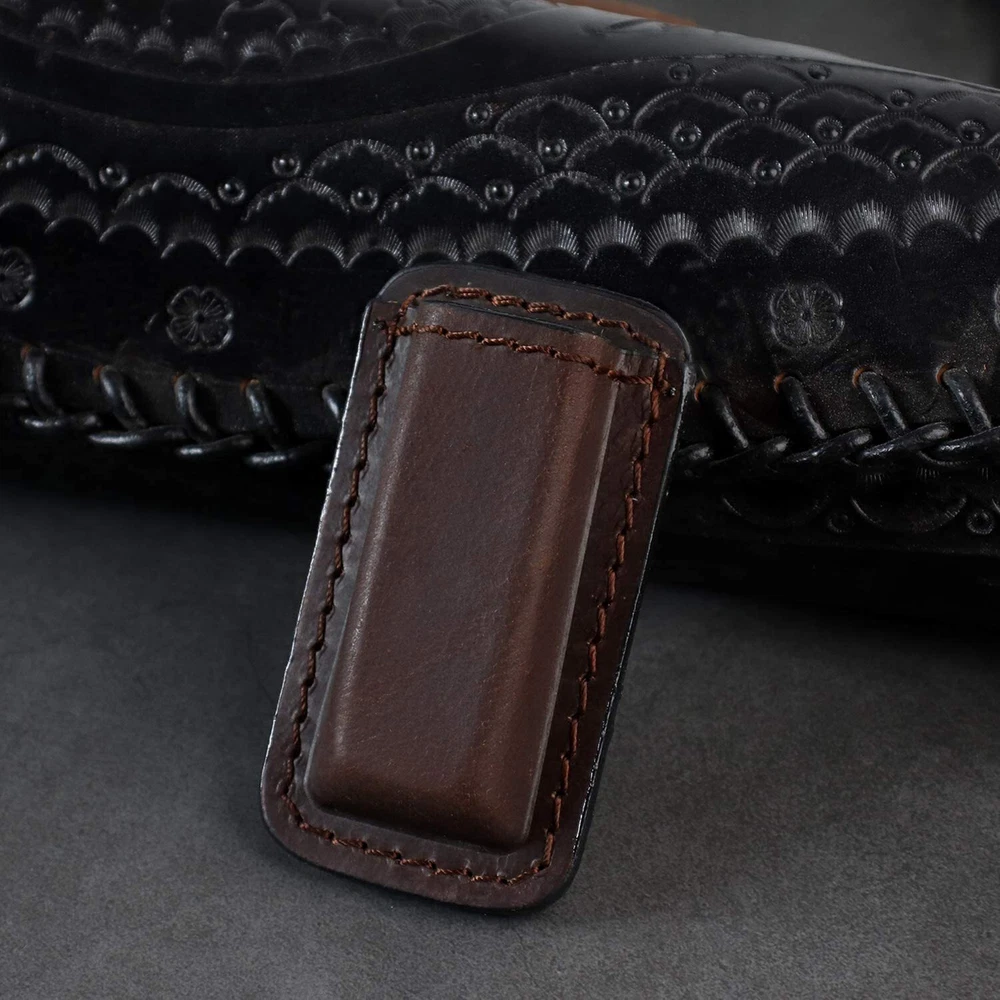 IWB Genuine Leather Magazine Pouch for.380 9mm Pistol Single / Double ...