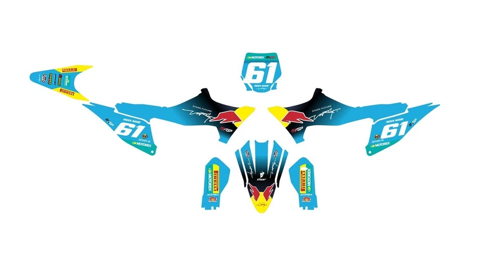 STARK VARG R Bull Sky Blue Full Graphics Bike Stickers Kit Wrap Skin ...