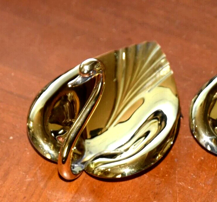 Vintage Tiffany & Co Makers Sterling Silver GILT Swan Nut Candy Dishes