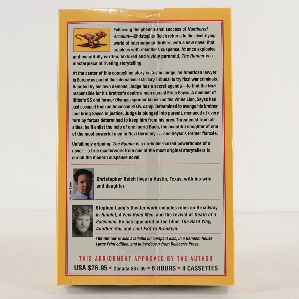The Runner by Christopher Reich Cassette Tape Audiobook, 2000,Abriged ...