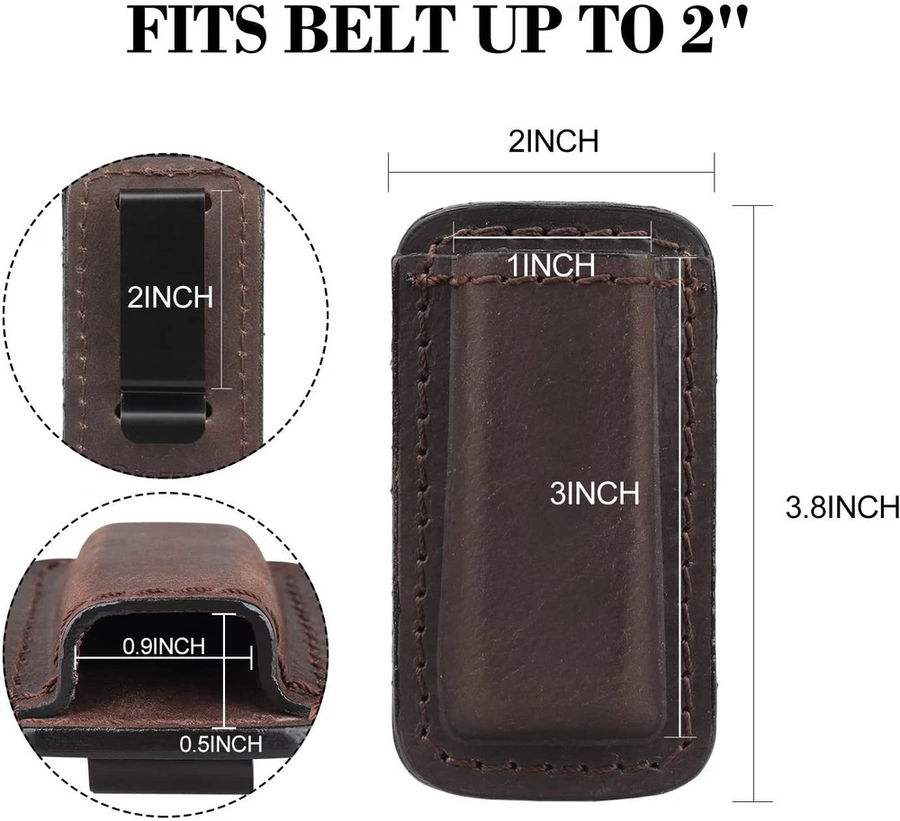 IWB Genuine Leather Magazine Pouch for.380 9mm Pistol Single / Double ...