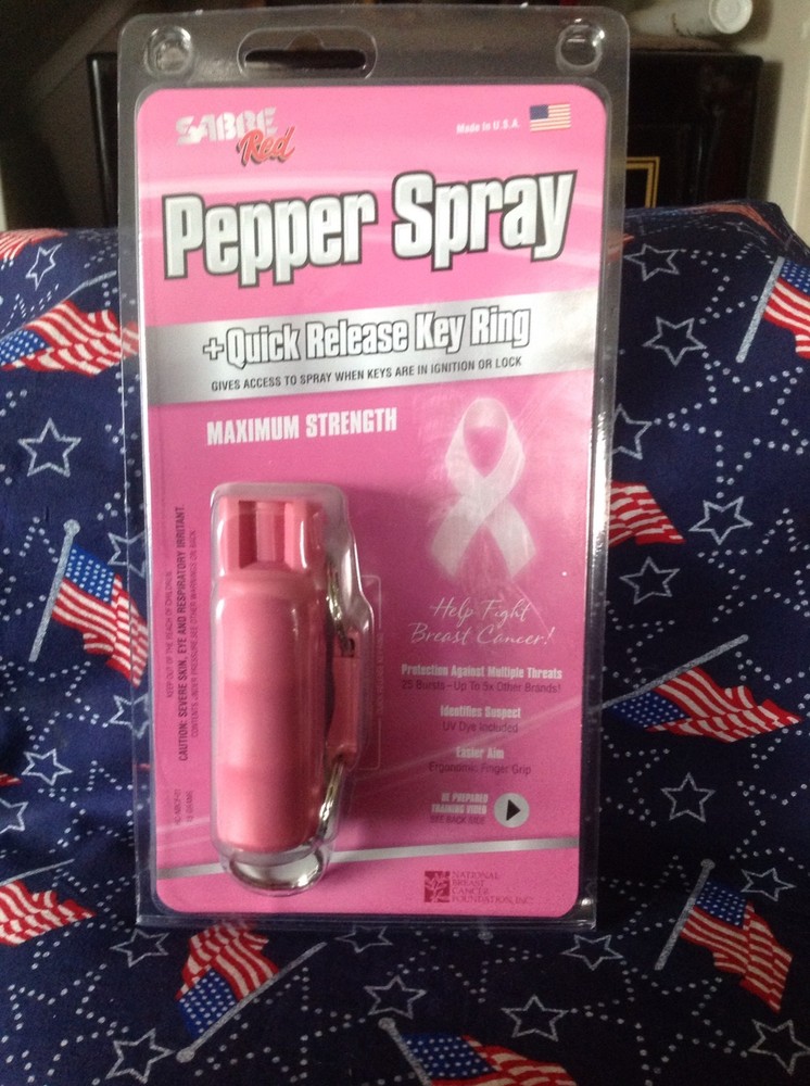 Sabre Red Pepper Spray mace Key ring ( Pink ) NIB