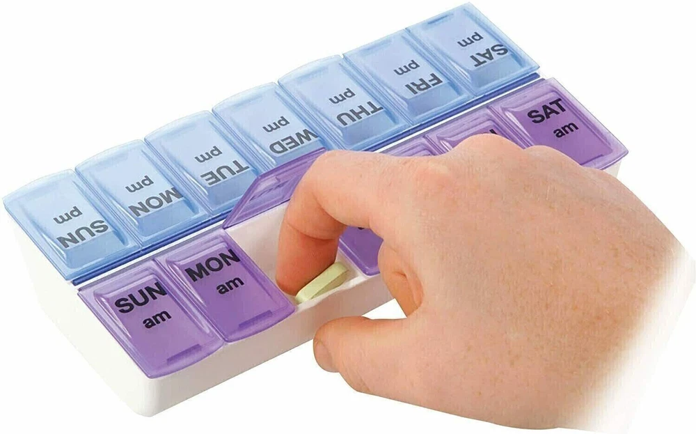 2PCs Weekly Pill Box Organizer 7 Day AMPM Organizer Case Medicine ...
