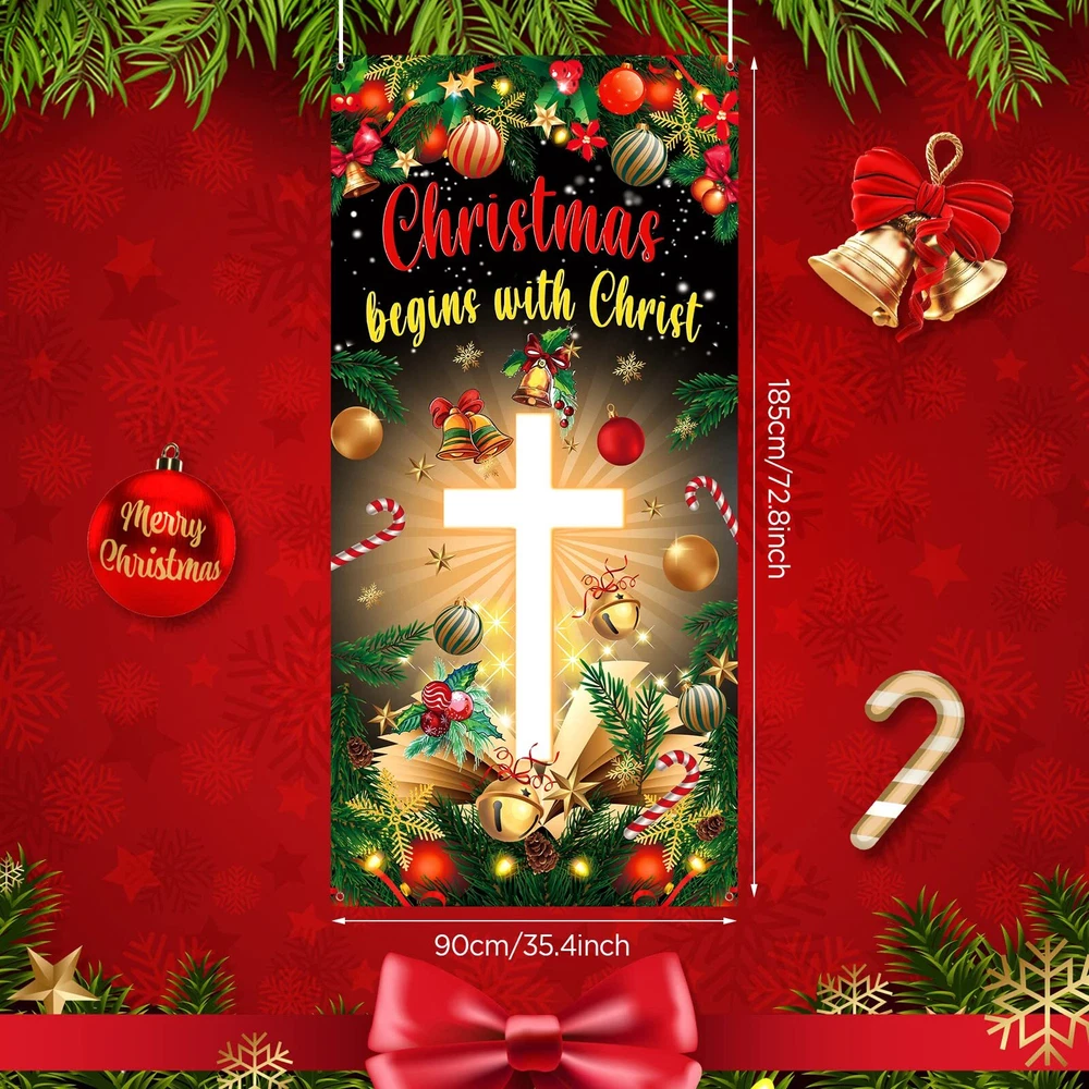 Christmas Cross Door Cover Nativity Cross Religious Door Decorations ...