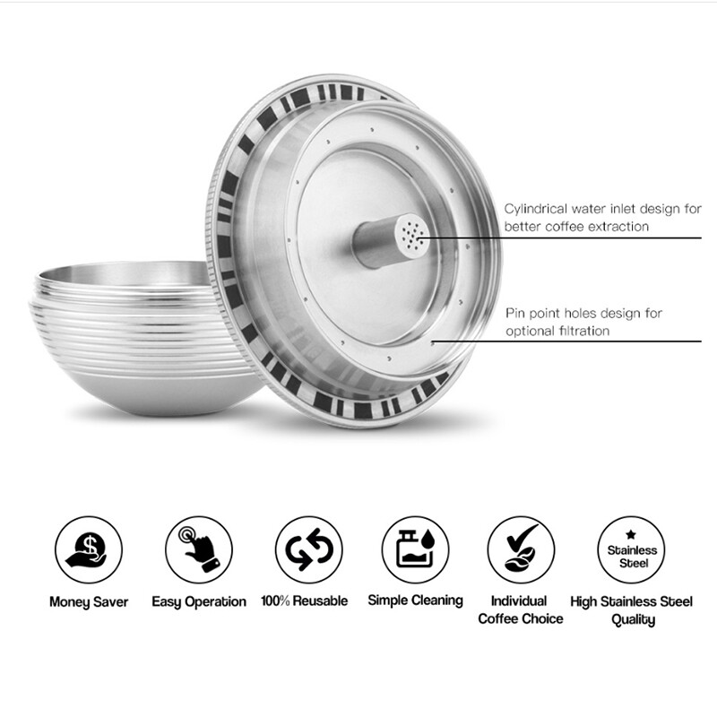 Stainless Steel Refillable Coffee Pods Capsules For Nespresso Vertuo ...