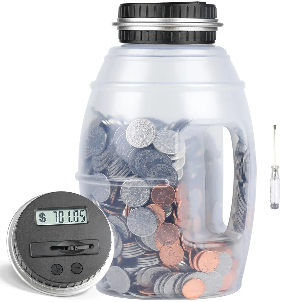 Large Digital Coin Bank for Kids and Adults - LCD Counter, 2.8L ...