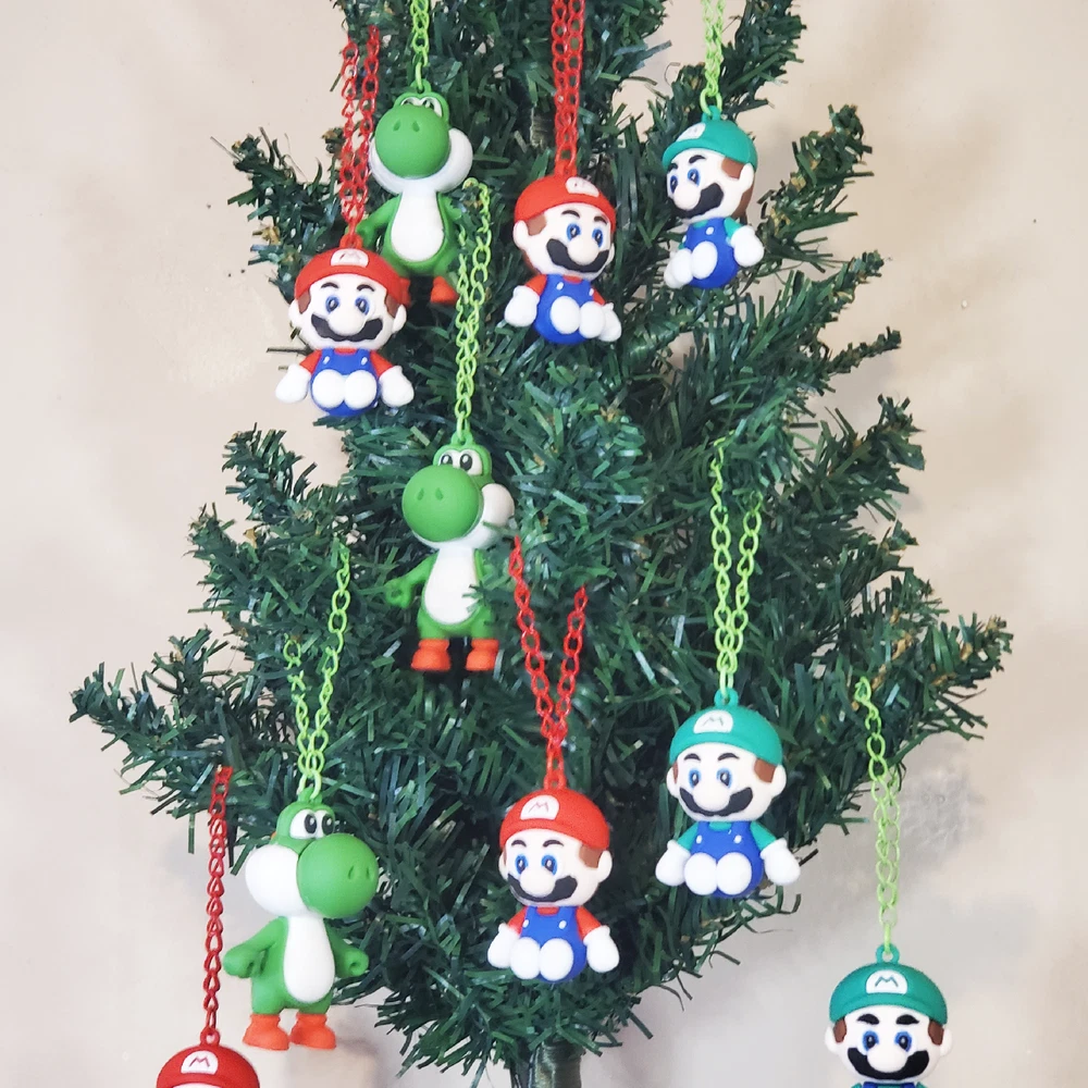 Yoshi Mario Luigi Christmas ornaments 3 pc set 🍄 Super Mario Bros mini ...