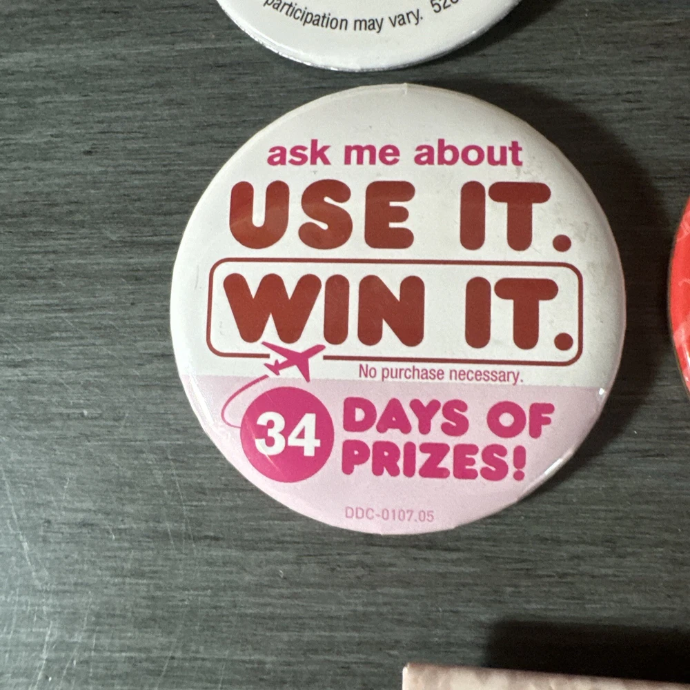 Vintage 5 Dunkin Donuts Employee Pins Retro Collectible Set