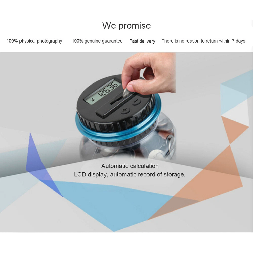 Piggy Bank Digital Counting Coin Bank Money Saving Box Jar Bank LCD3448