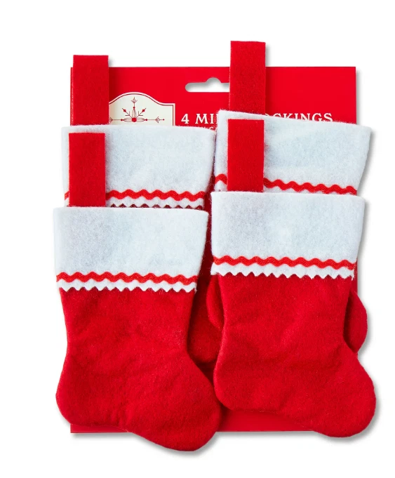 Red Mini Christmas Stockings, 4 Count, by Holiday Time