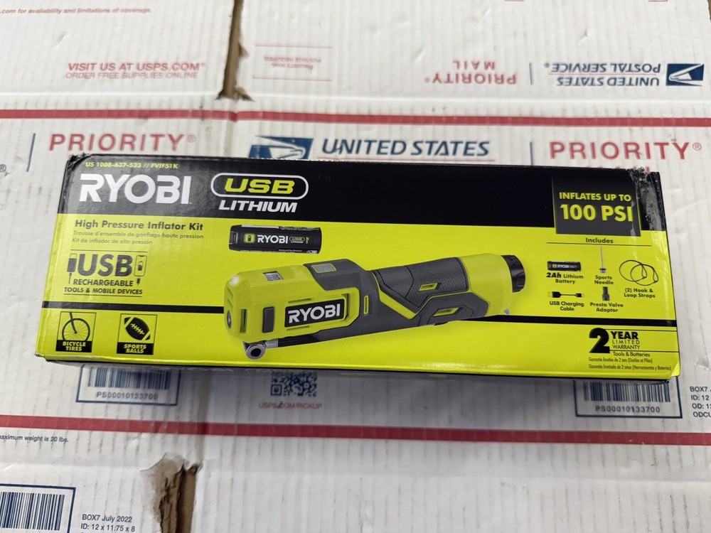 Ryobi FVIF51 USB Lithium Cordless High Pressure Portable Inflator ...