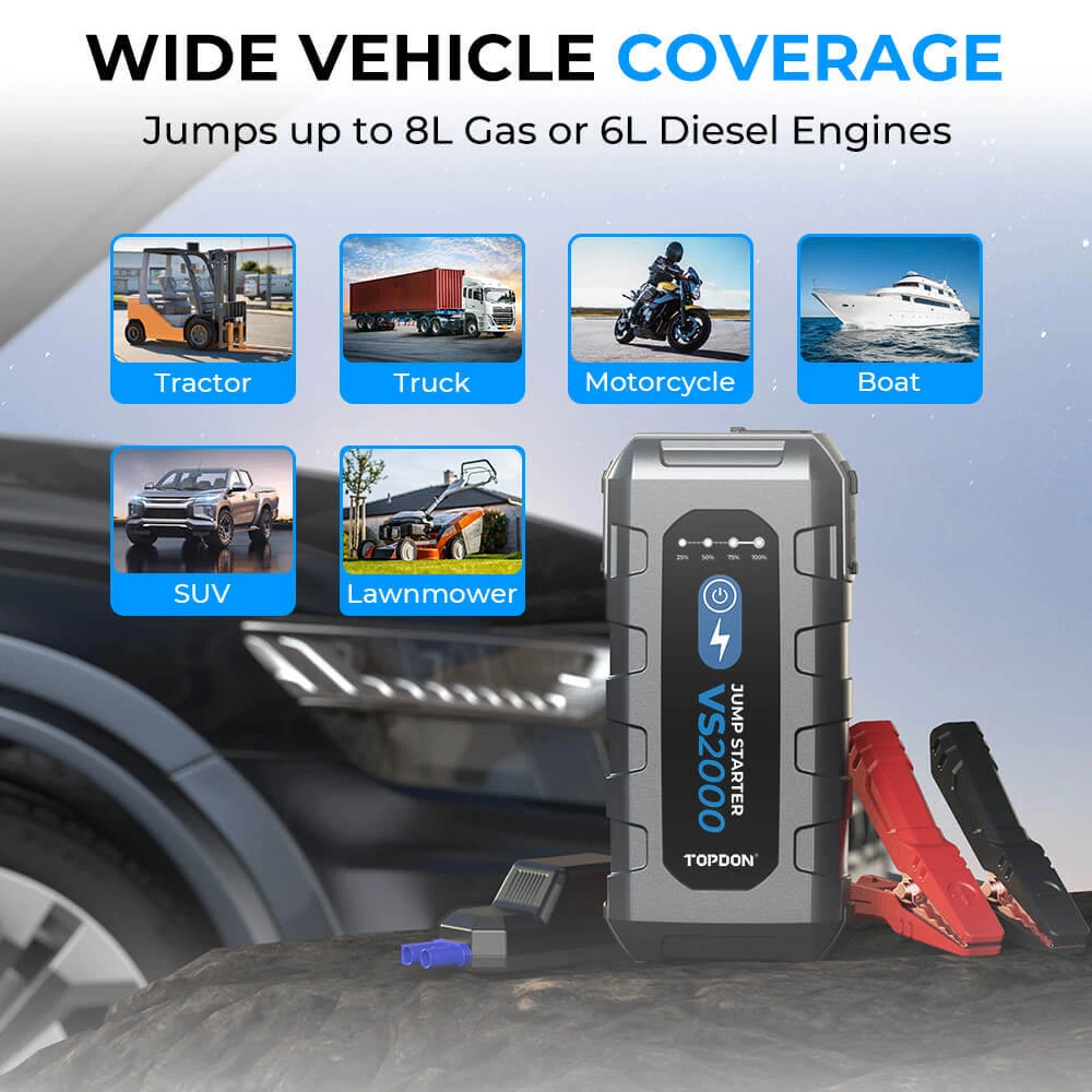 Topdon Original VS2000 Battery Booster 1000A Safe Lithium PRO Ver. Jump ...