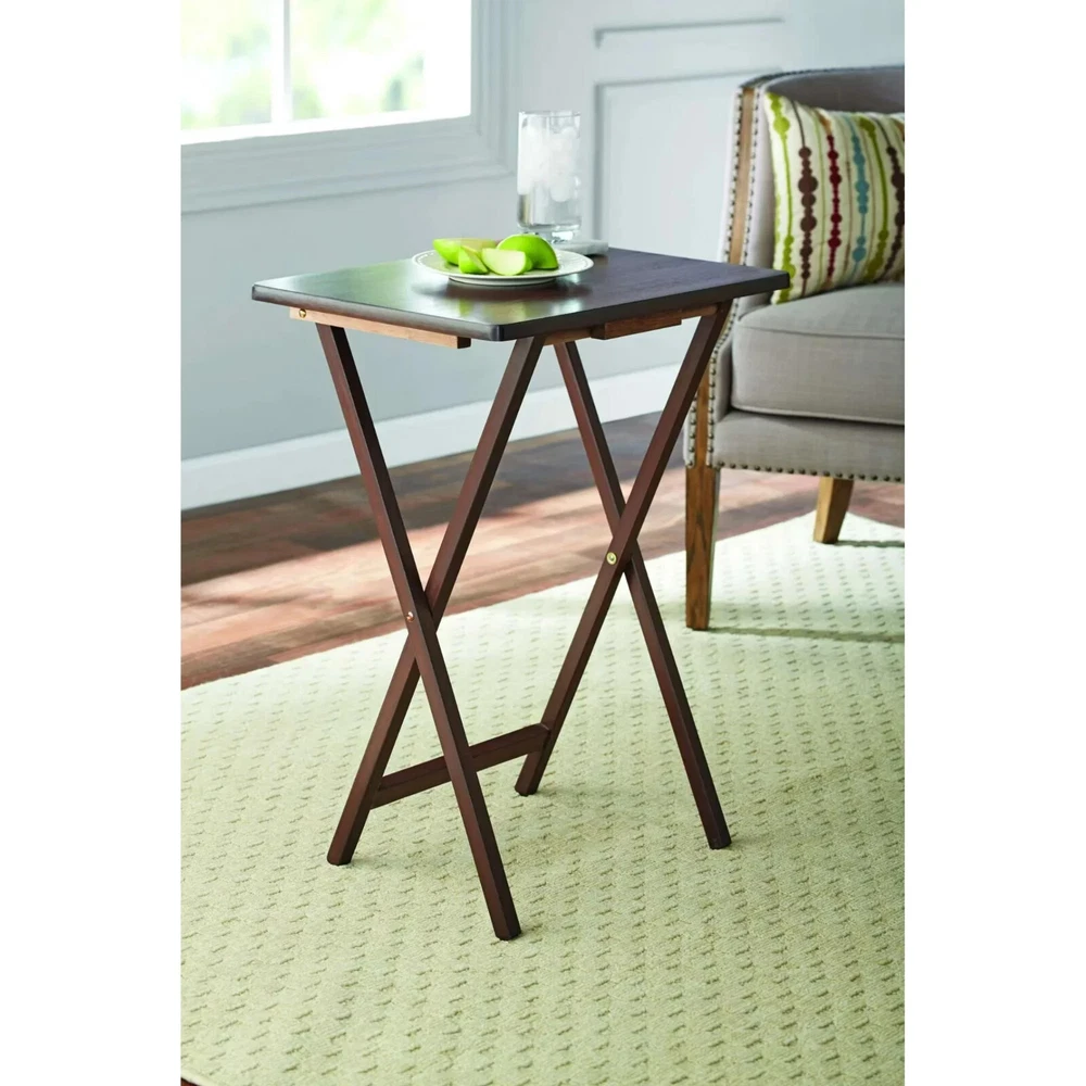 M.ainstays Indoor Single Folding TV Tray Table - Walnut L 19 x W 15 x H 26
