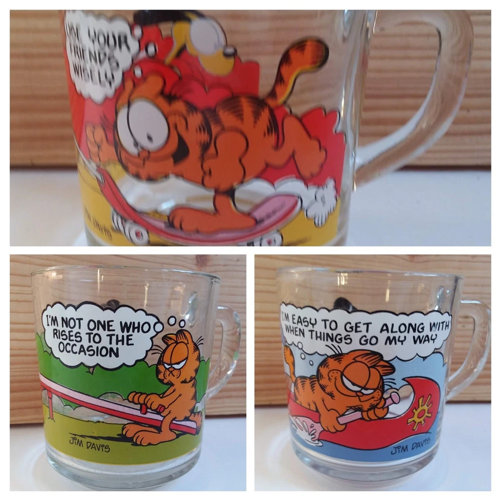 SELECT any/all 1980's McDonald's GARFIELD Characters Glass Cups Mugs ...