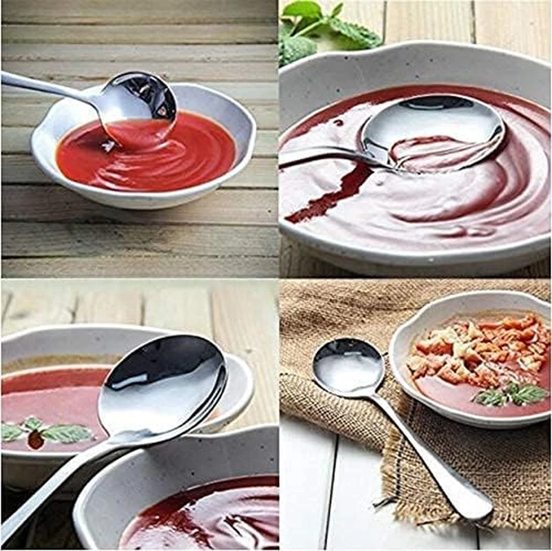 Soup Spoons Set 12 Pcs Premium Stainless Steel Dinner Spoons Heavy ...