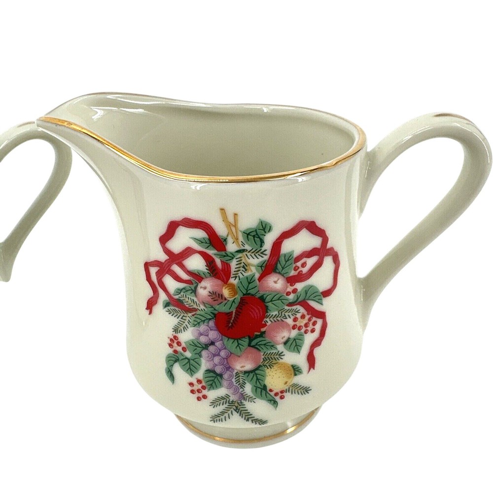 Classic Traditions Cranberry Hill Christmas Sugar Bowl and Creamer ...