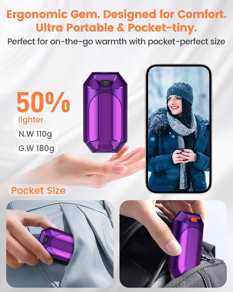 2 Pack AI Hand Warmer Rechargeable, Portable Electric Hand Warmers ...
