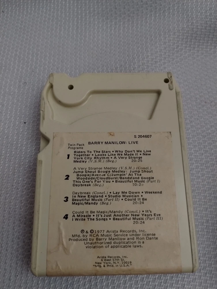 Barry Manilow Live: Double Album 8 Track - 1997 Arista Records Vintage