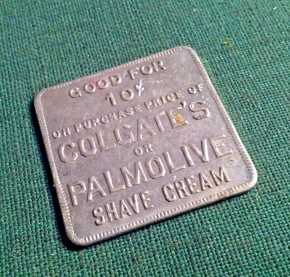 COLGATE PALMOLIVE PEET SHAVE CREAM GOOD FOR 10 CENTS 1-1/16-Inch Square ...