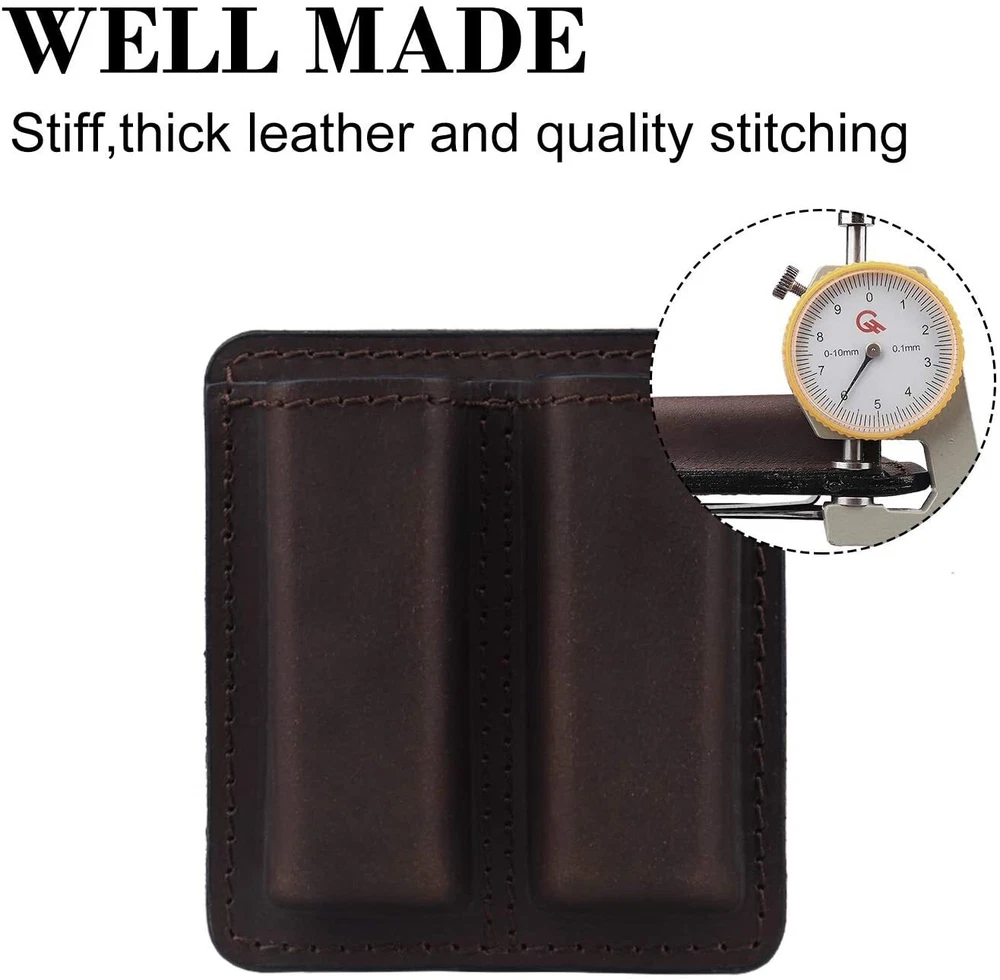 IWB Genuine Leather Magazine Pouch for.380 9mm Pistol Single / Double ...