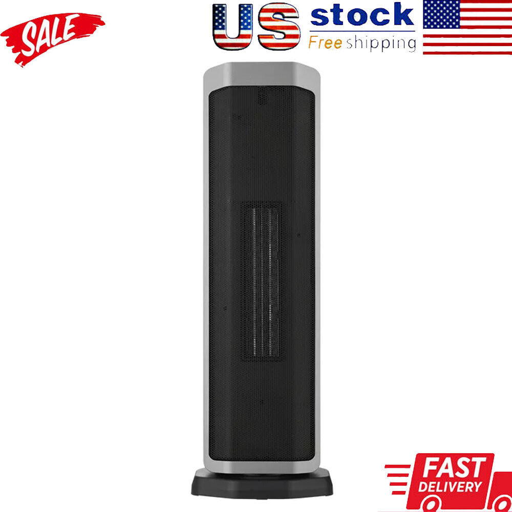 23" Electric Ceramic Tower Heater LED Display & Remote Silver Automatic ...