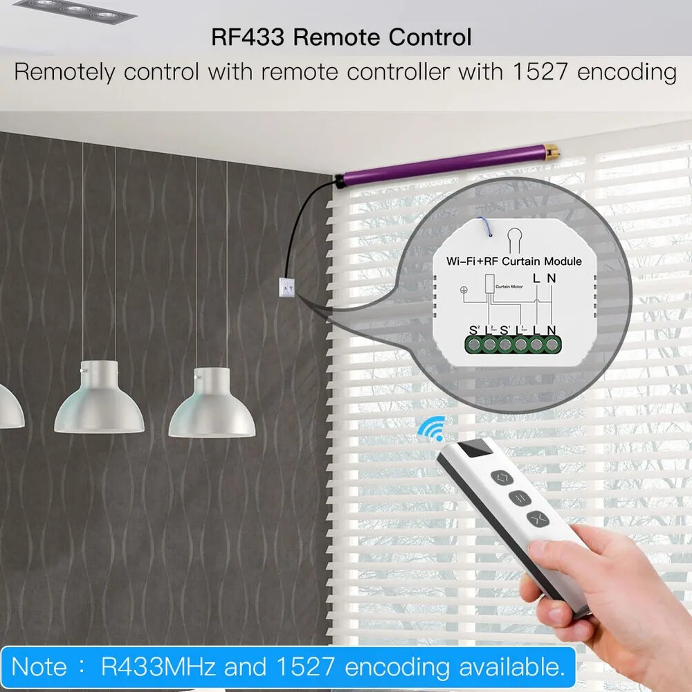 Tuya WiFi RF Smart Roller Blinds Controller with Remote for Automated ...