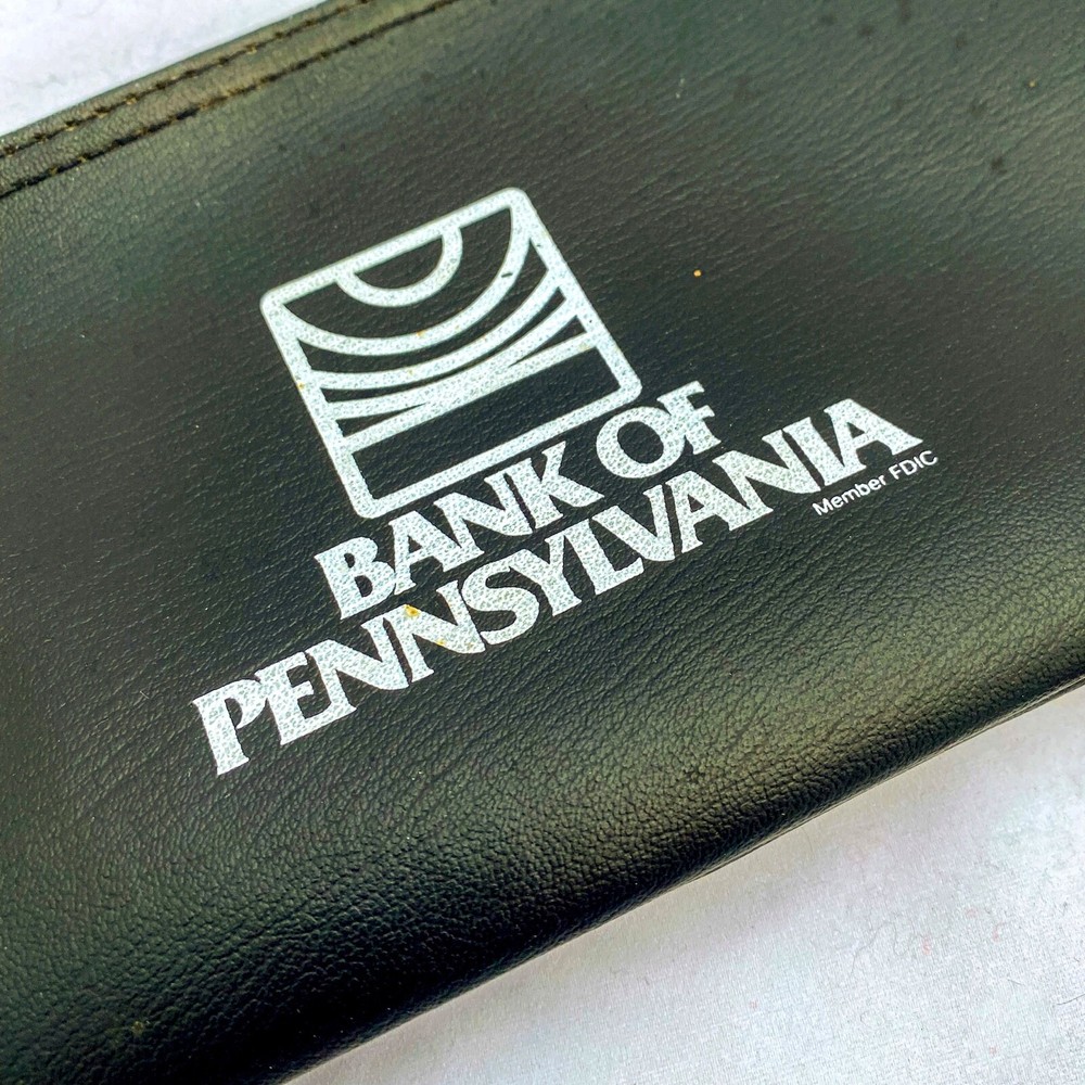 Vintage Bank of Pennsylvania money deposit bags x2 vinyl burlap Reading PA
