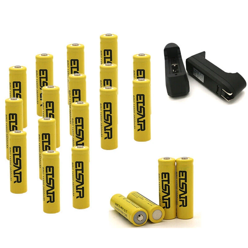 ETSAIR 14500 Battery 2800mAh Rechargeable 3.7V Cell Batteries For LED ...