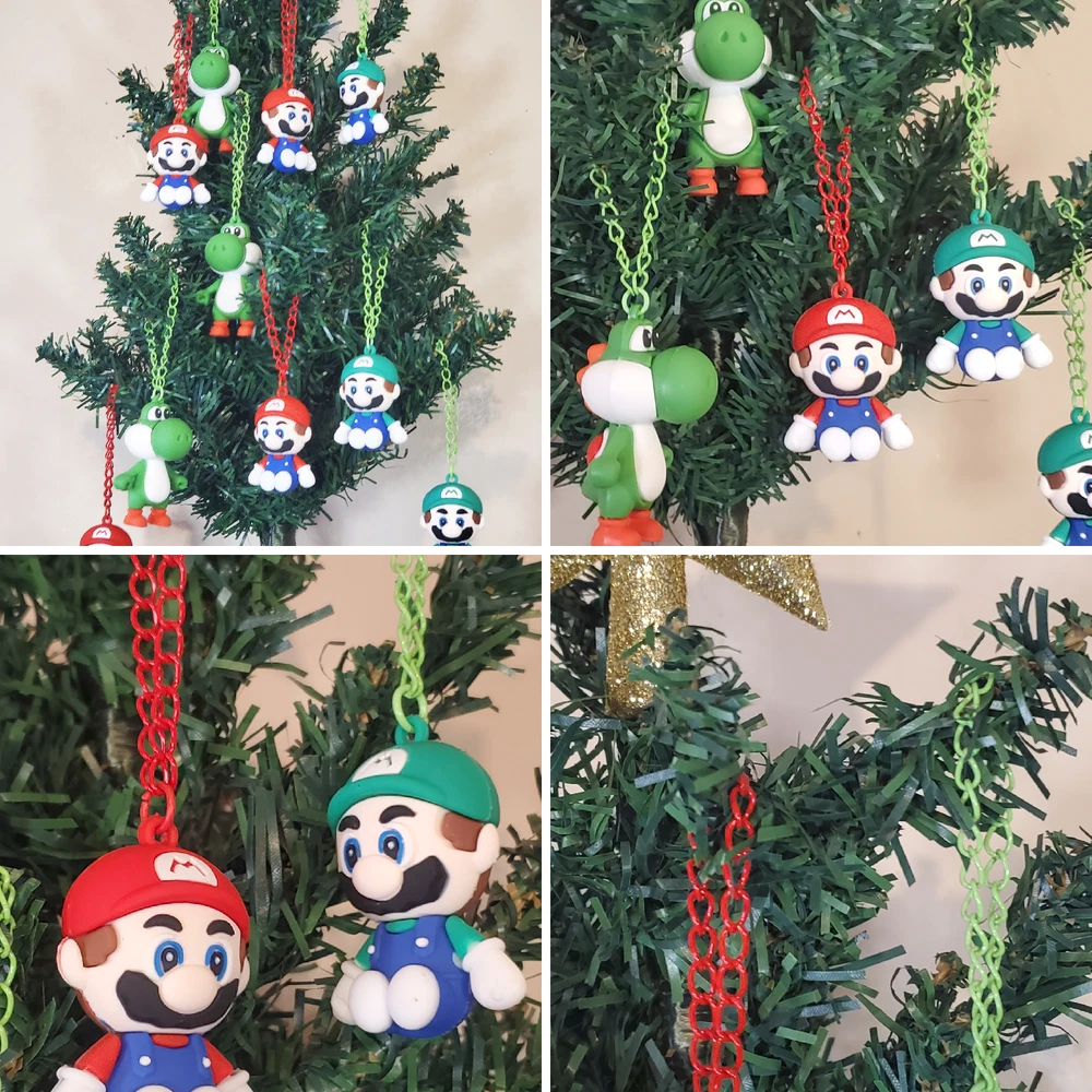 Yoshi Mario Luigi Christmas ornaments 3 pc set 🍄 Super Mario Bros mini ...