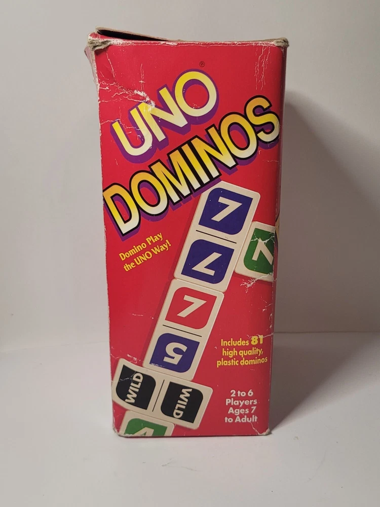Uno Dominos Mattel 1995 Open Box Includes 81 Domino Pieces and 6 Tile ...
