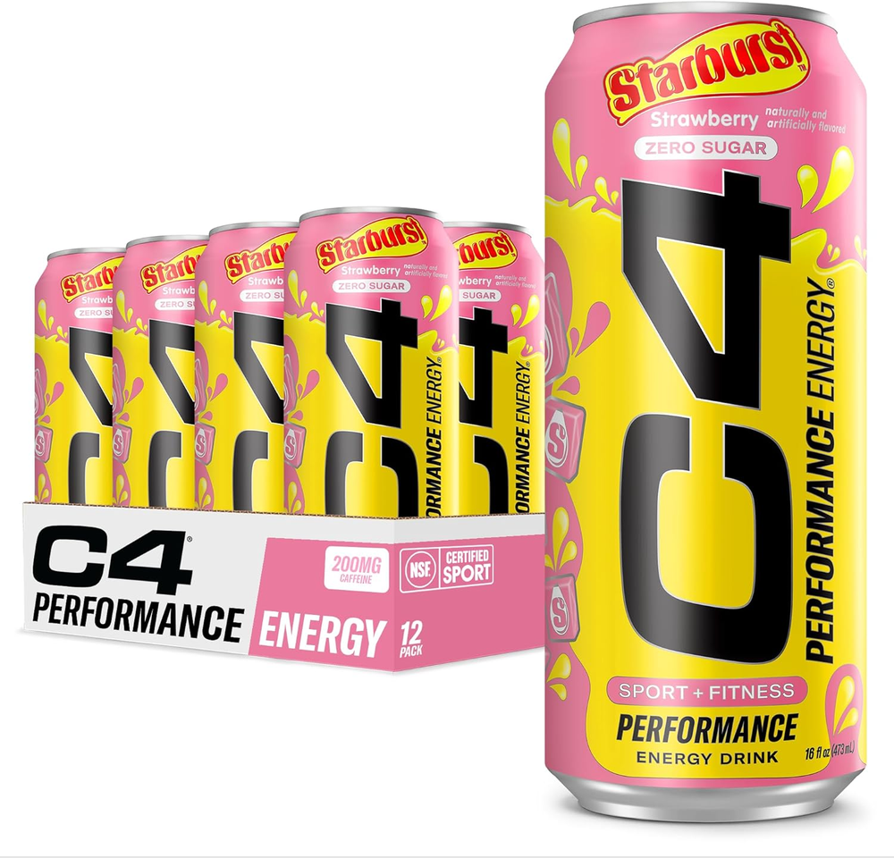C4 Performance Energy Drink | STARBURST Strawberry | Zero Sugar Carbon