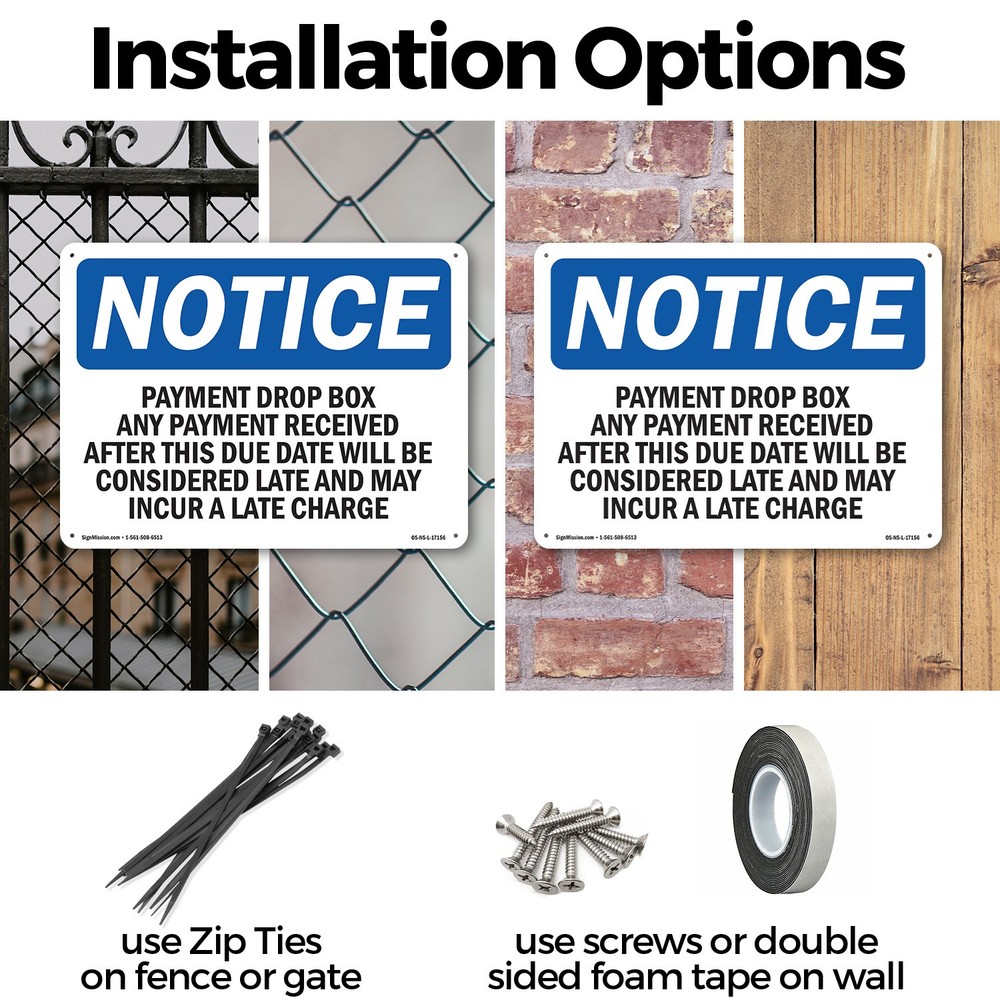 Payment Drop Box Any Payment Received After This OSHA Notice Sign - 5 ...